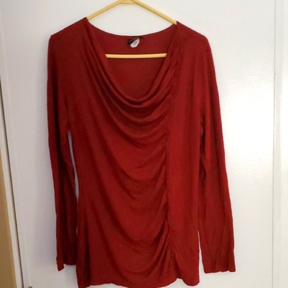 JKLA California | Tops | Elegant Red Drape Neck Top | Poshmark